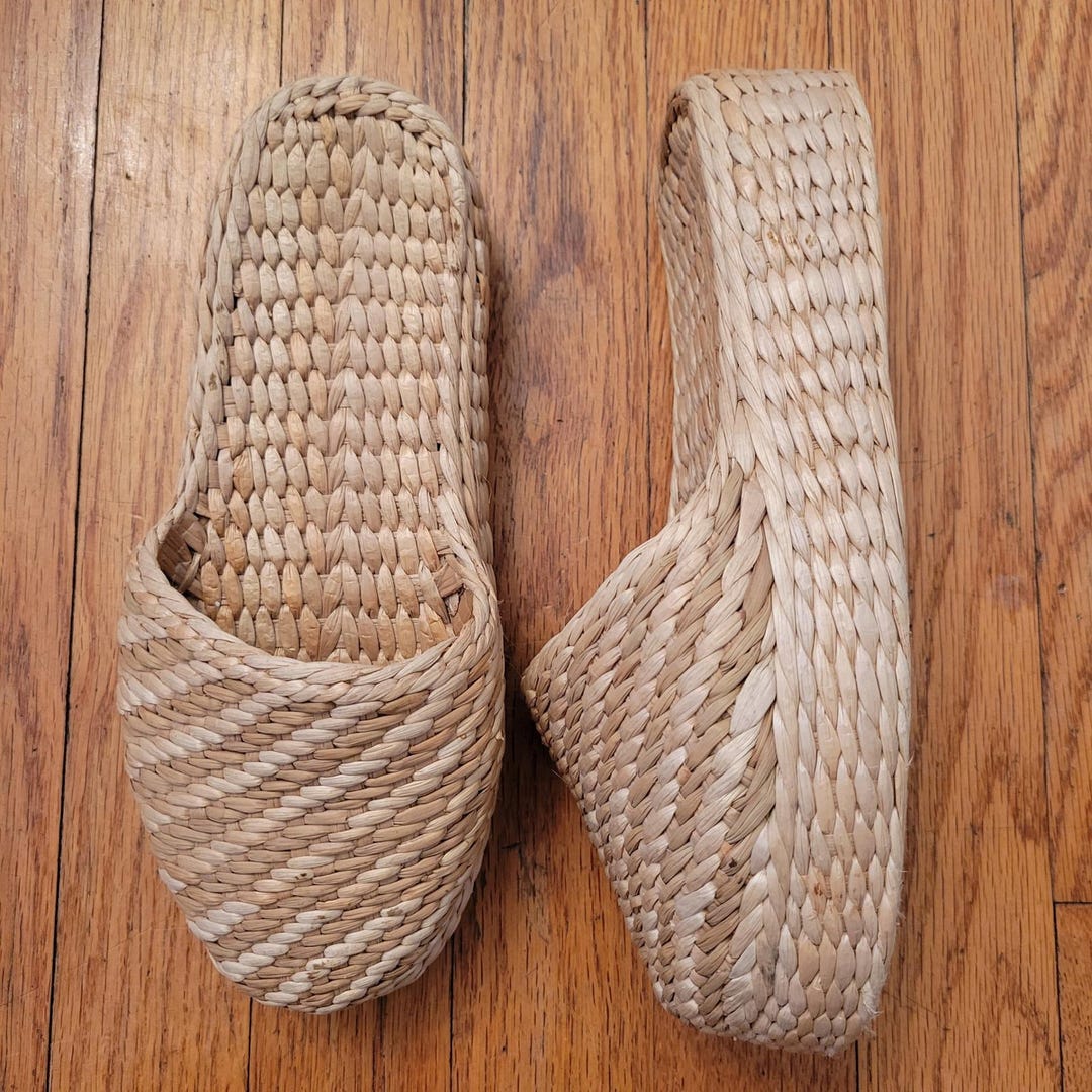 Wicker Raffia Rattanplatform Slide Sandals Slip on House Shoes Home ...