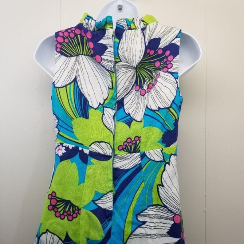 Aloha Hawaiian Dress SMALL Green Blue Tropical Floral Maxi | Etsy