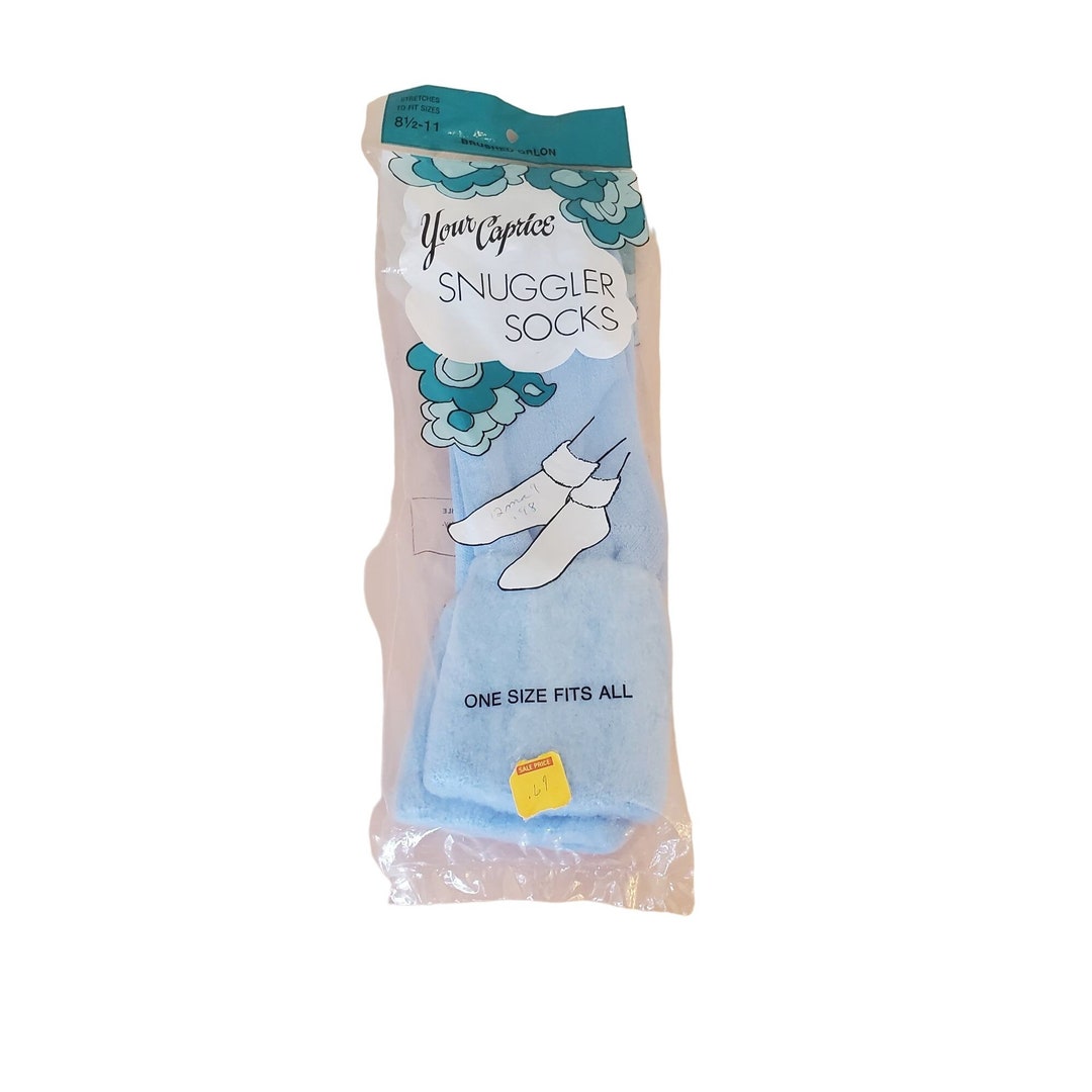 Your Caprice Brushed Orlon Ankle Socks 8.5 to 11 Blue Fluffy Fleece ...