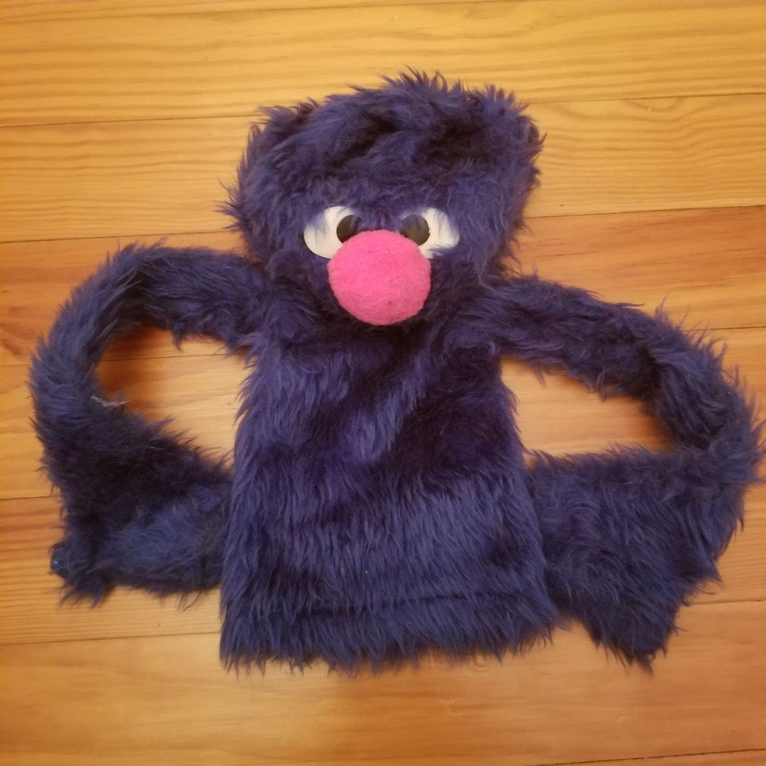 Sesame Street GROVER Blue Monster Puppet Vintage Toy Plush Collectible ...