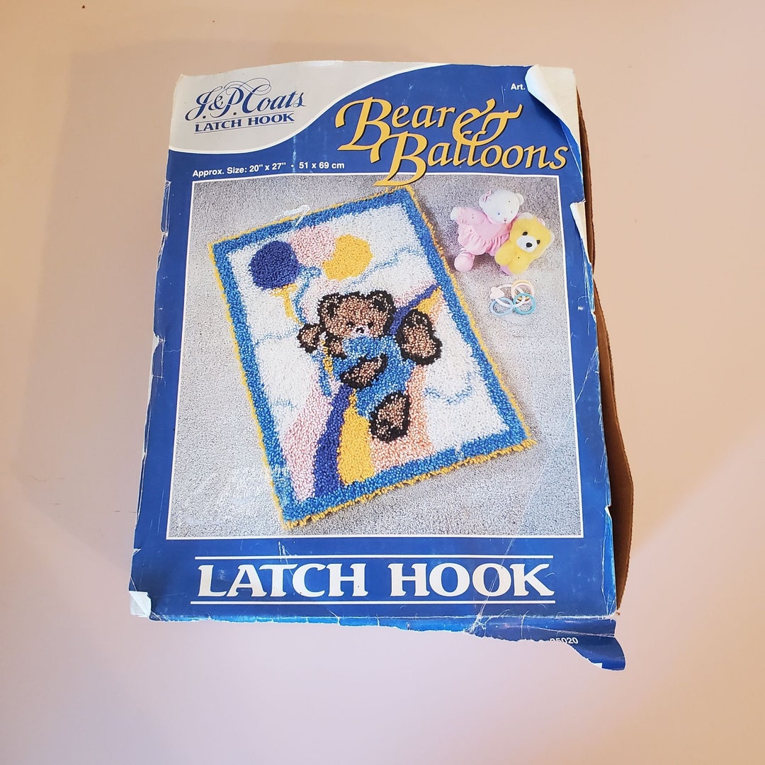 JP Coates Bear Balloons Latch Hook Kit Baby Nursery Craft 20x27 In - Etsy
