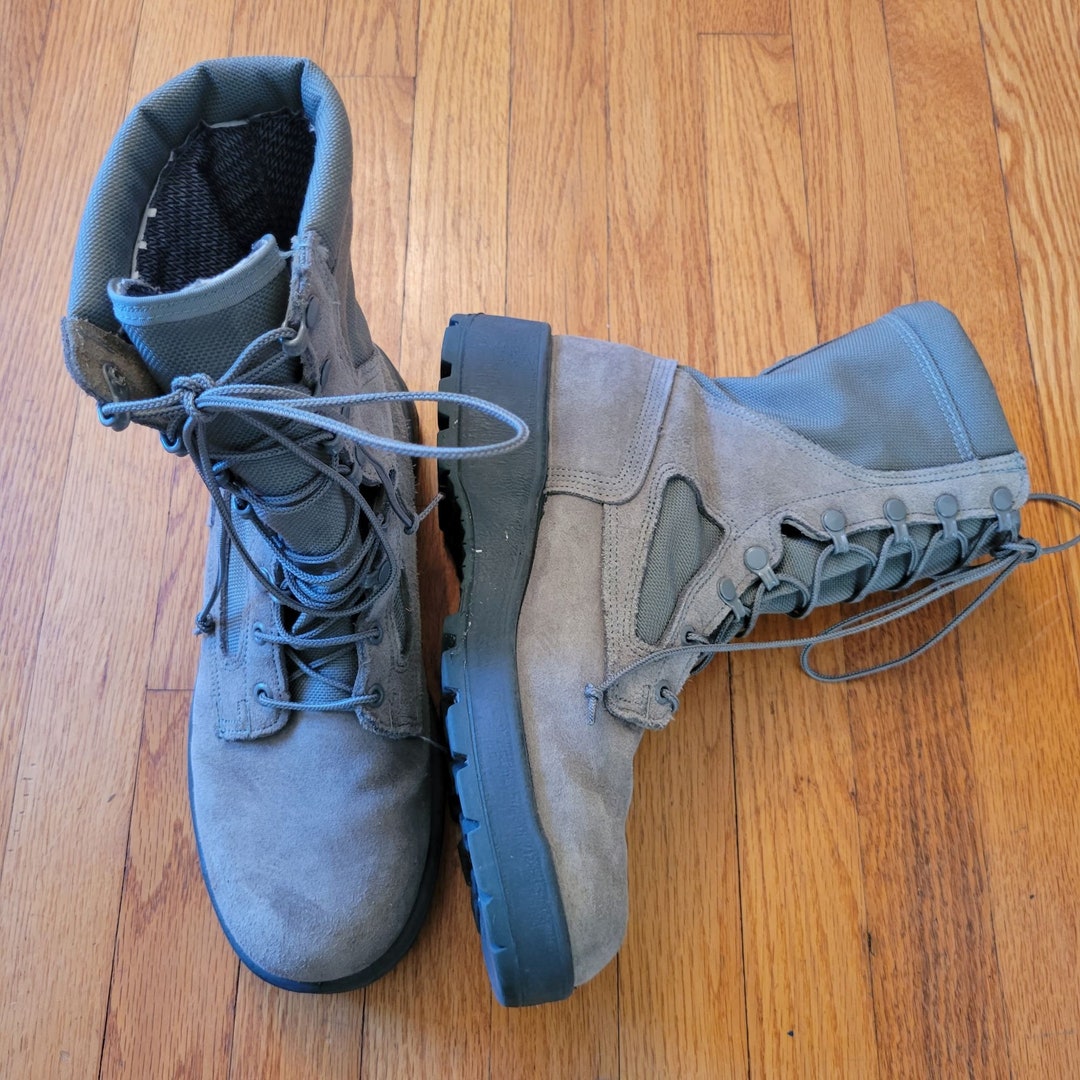 Wellco Air Force Military Combat Lace up 9.5W Green Leather Hot Boots ...