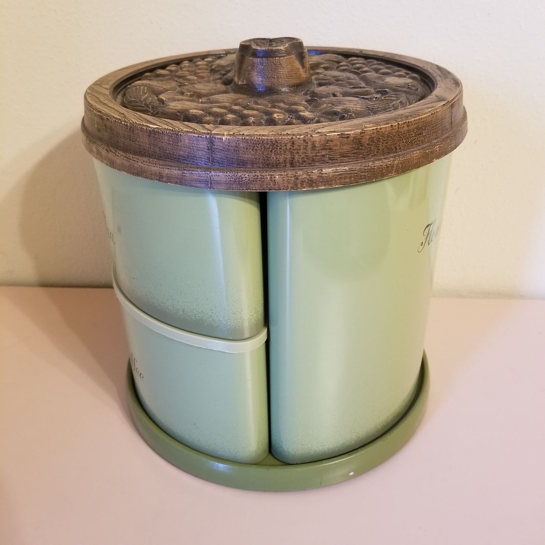 4 Cheinco Woodbury 1970 Stacking Canisters Kitchen Metal Green - Etsy