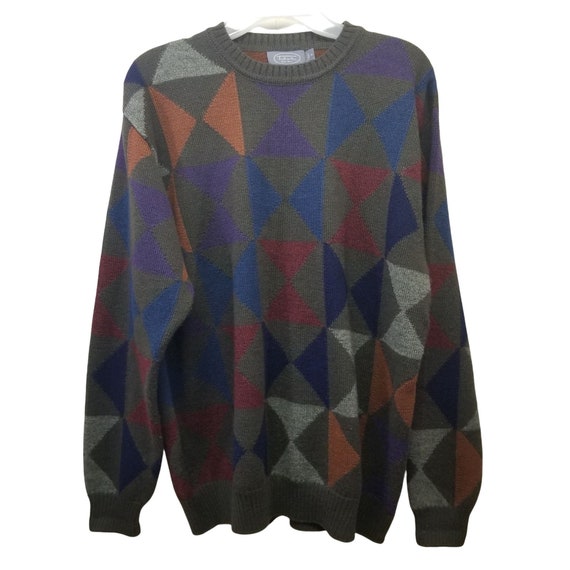 Talbots M Alpaca Sweater Pullover Geometric Cozy Knit 90s Talbots M Alpaca Sweater Pullover Geometric Cozy Knit 90s