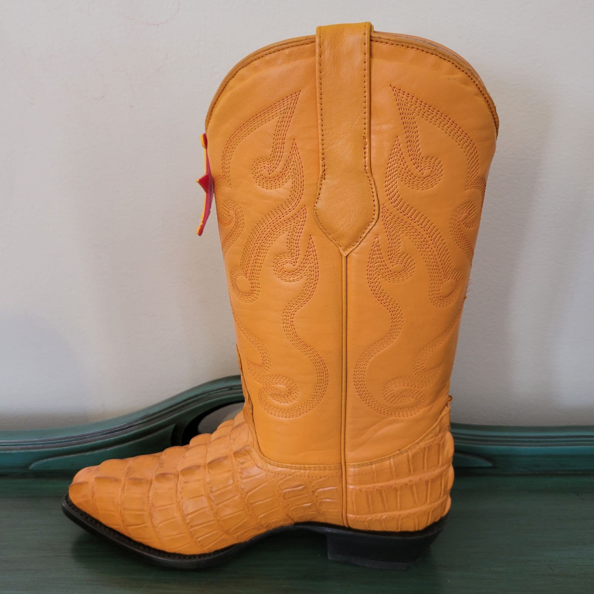 Los Altos Exotic Cowboy Boots Belt Set 7.5 EE Genuine Crocodile Leather ...