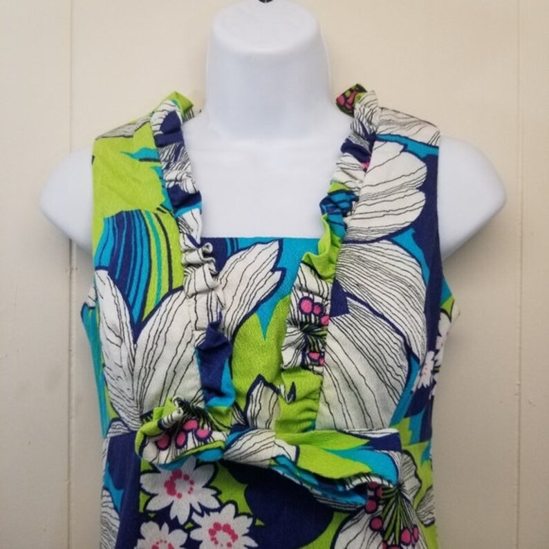 Aloha Hawaiian Dress SMALL Green Blue Tropical Floral Maxi - Etsy