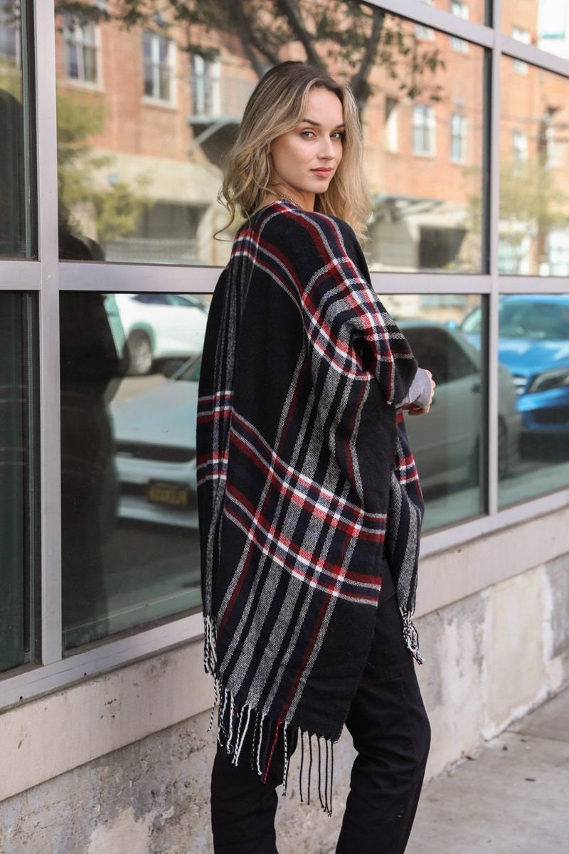 Woman's Poncho Winter Cape Poncho, One Size Fits Most, Hooded Poncho ...