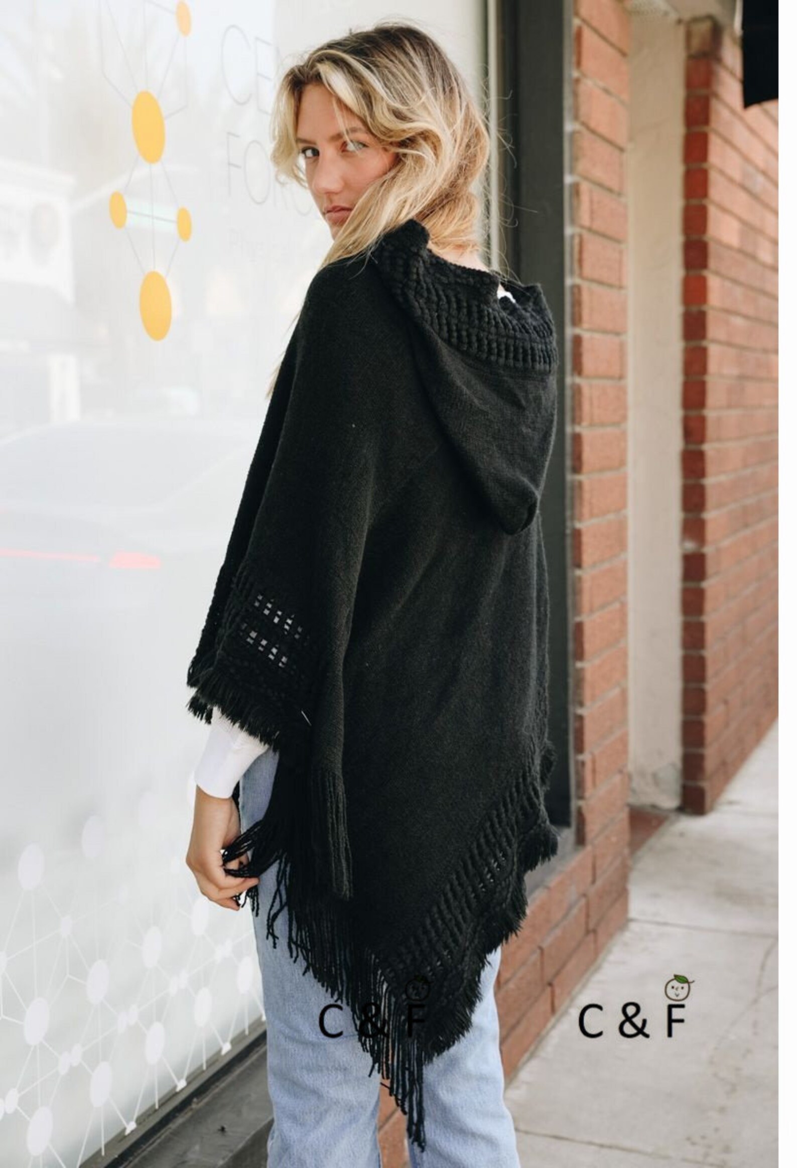 Poncho With Hood, Woman's Poncho, Ivory Poncho, One Size Fits Most ...