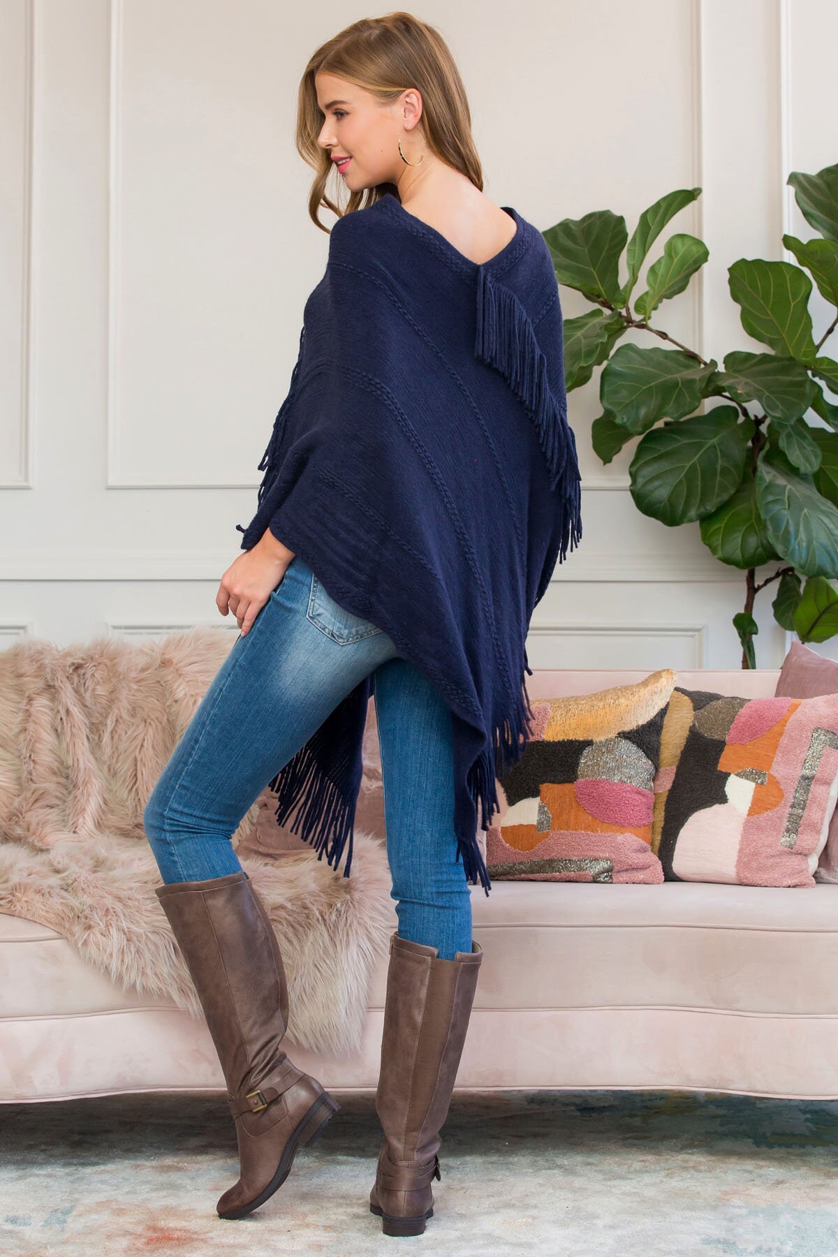 Poncho Navy Woman's Poncho Ivory Poncho One Size Fits - Etsy