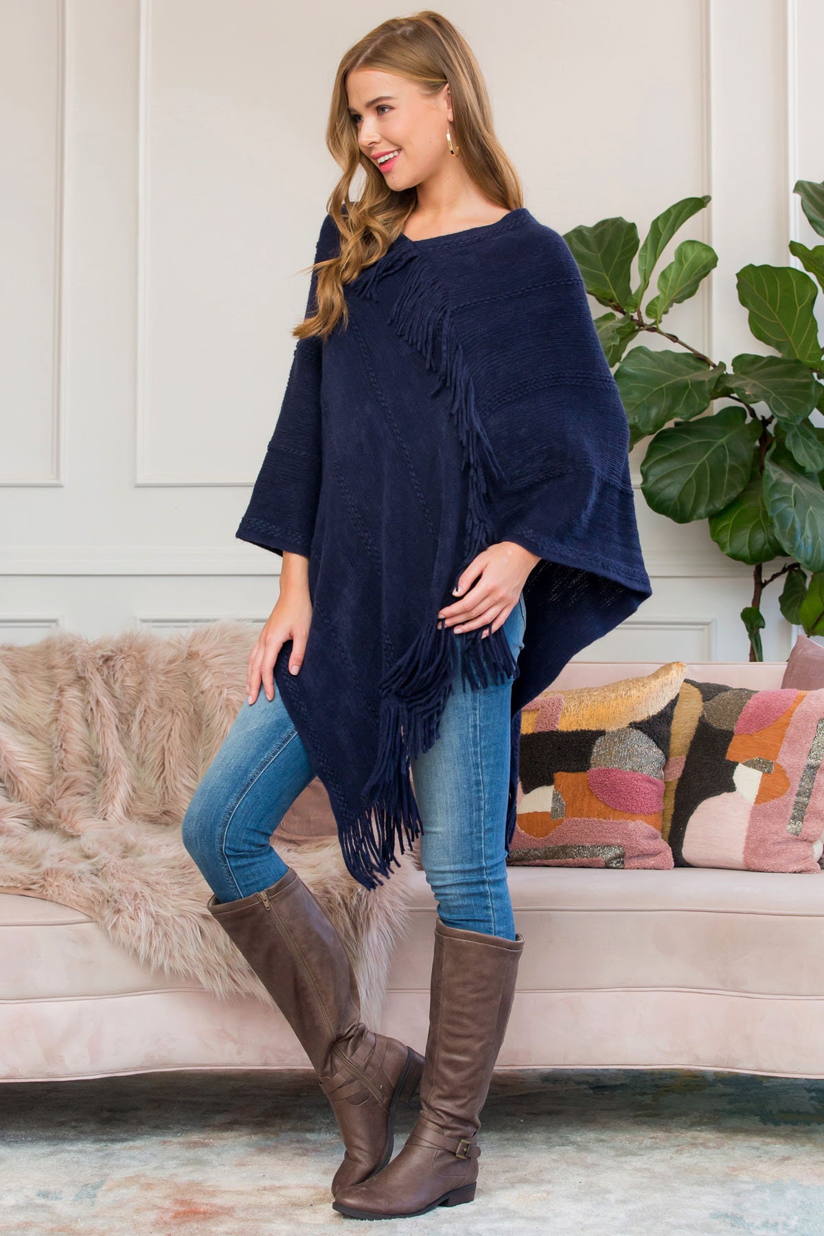 Poncho Navy Woman's Poncho Ivory Poncho One Size Fits - Etsy