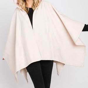 Poncho With Hood, Woman's Poncho, Ivory Poncho, One Size Fits Most ...