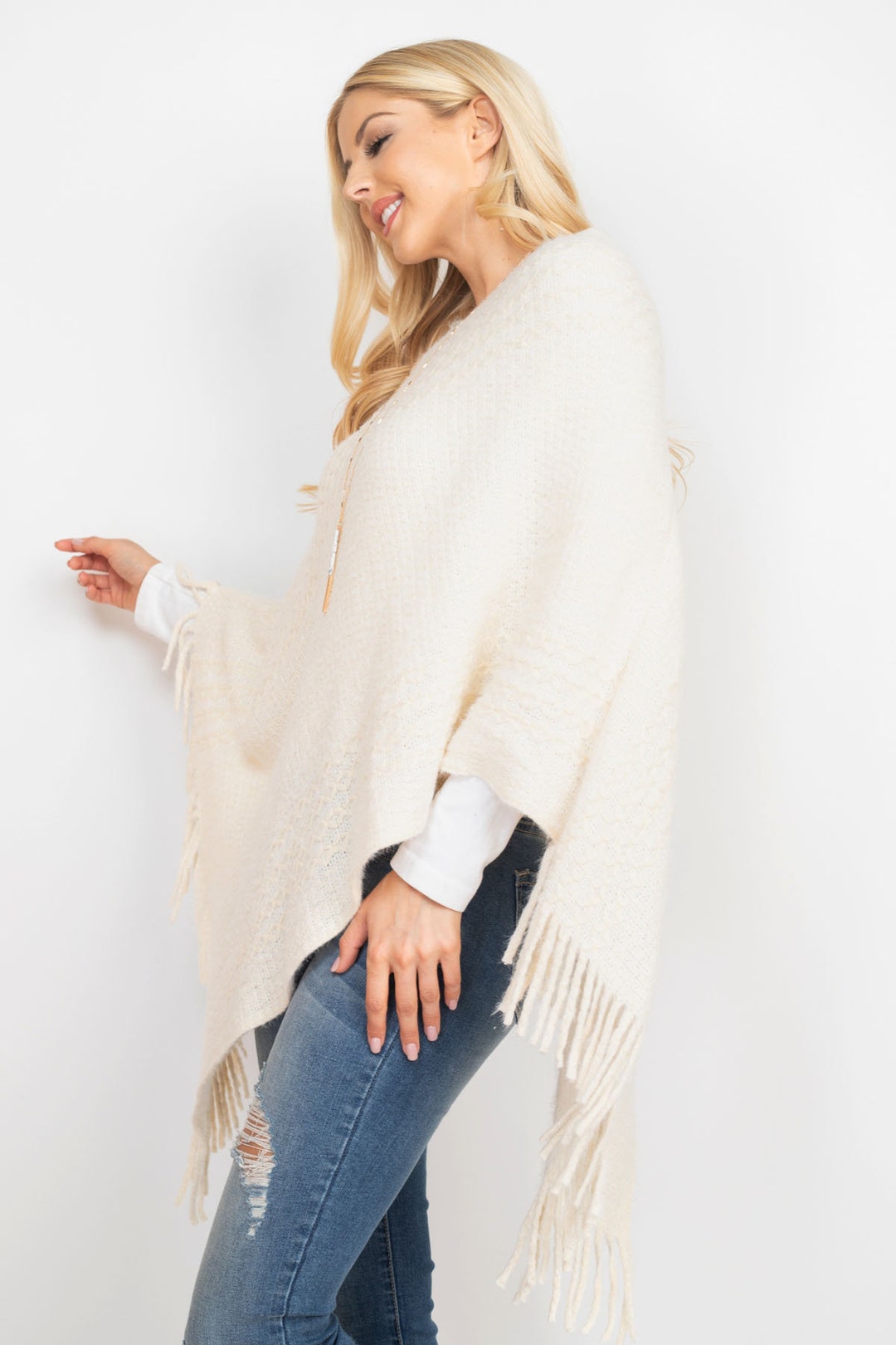 Poncho Soft, Woman's Poncho, Ivory Poncho, One Size Fits Most, Hooded ...