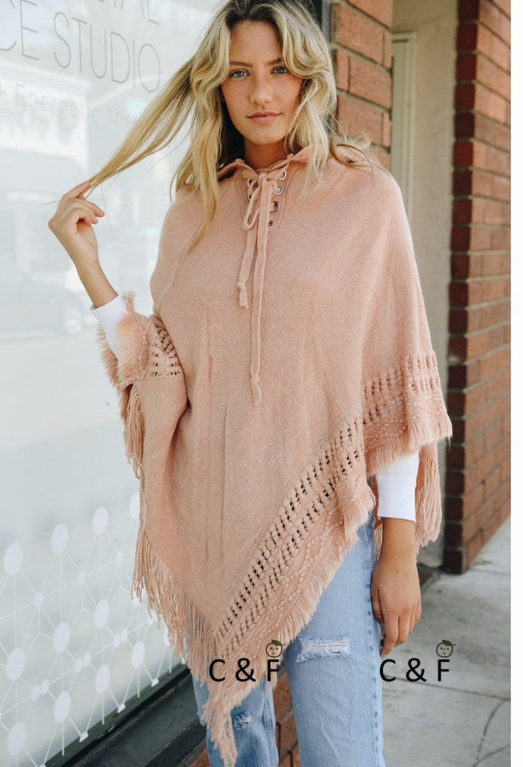 Poncho With Hood, Woman's Poncho, Ivory Poncho, One Size Fits Most ...