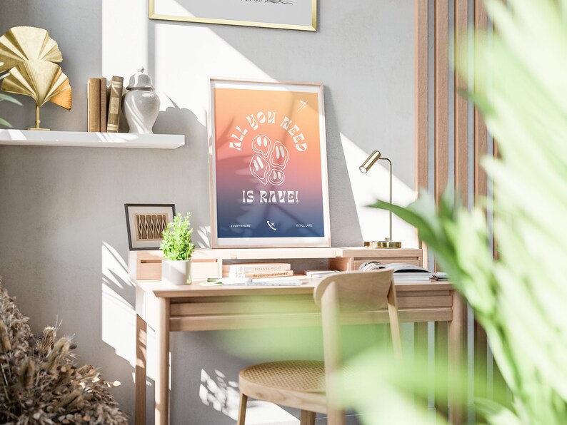 All You Need is Rave Poster - Colorful Rave Decor, EDM Wall Art ...