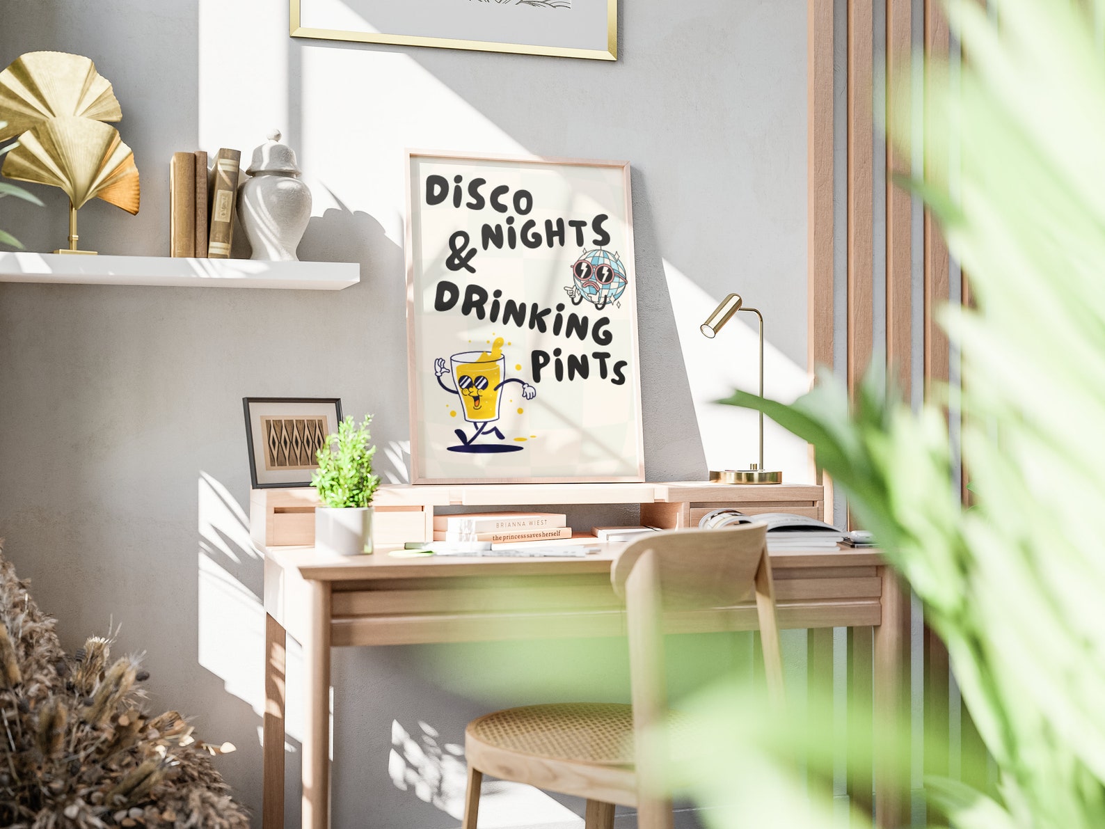 Disco Nights and Drinking Pints Poster, Retro Wall Art Print, Fun Home ...