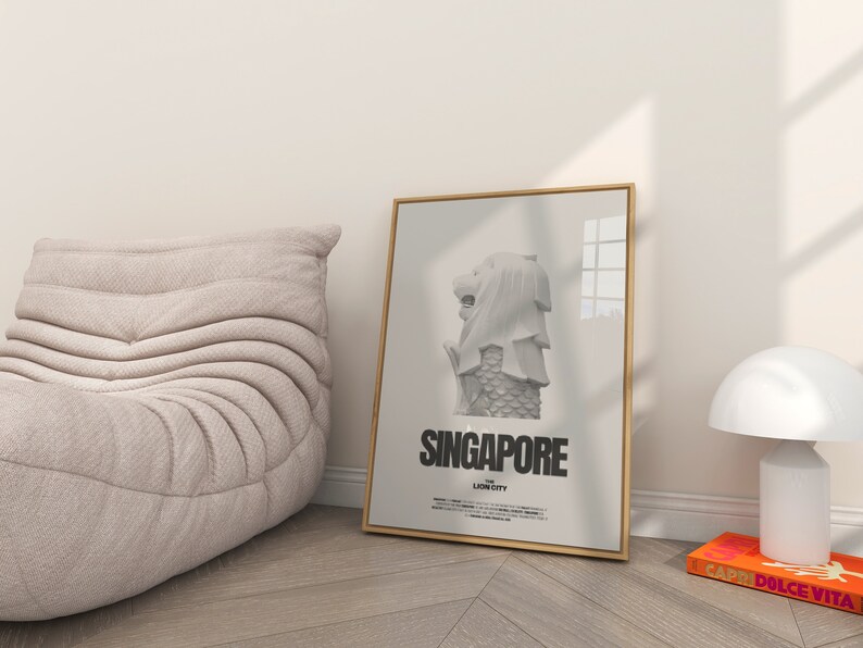 Singapore Poster, Singapore Travel Souvenir, Modern Singapore Decor ...