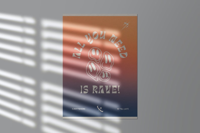 All You Need is Rave Poster - Colorful Rave Decor, EDM Wall Art ...