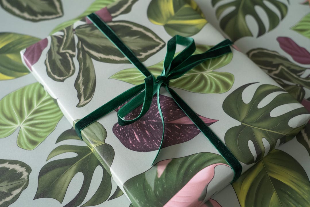 Houseplant Leaves Green Wrapping Paper Sheet, Gift Wrap for All ...
