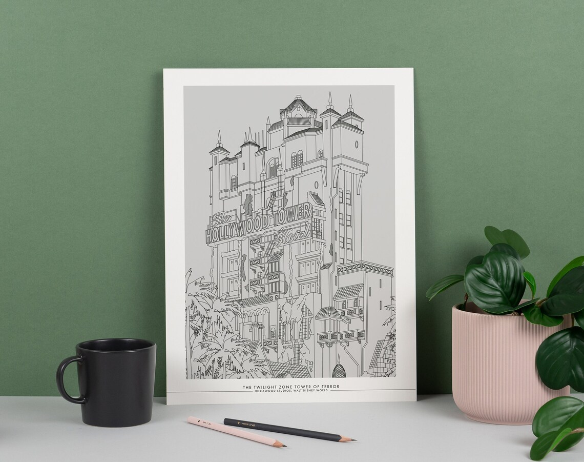 Tower of Terror Line Art Print Disney More Colours | Etsy