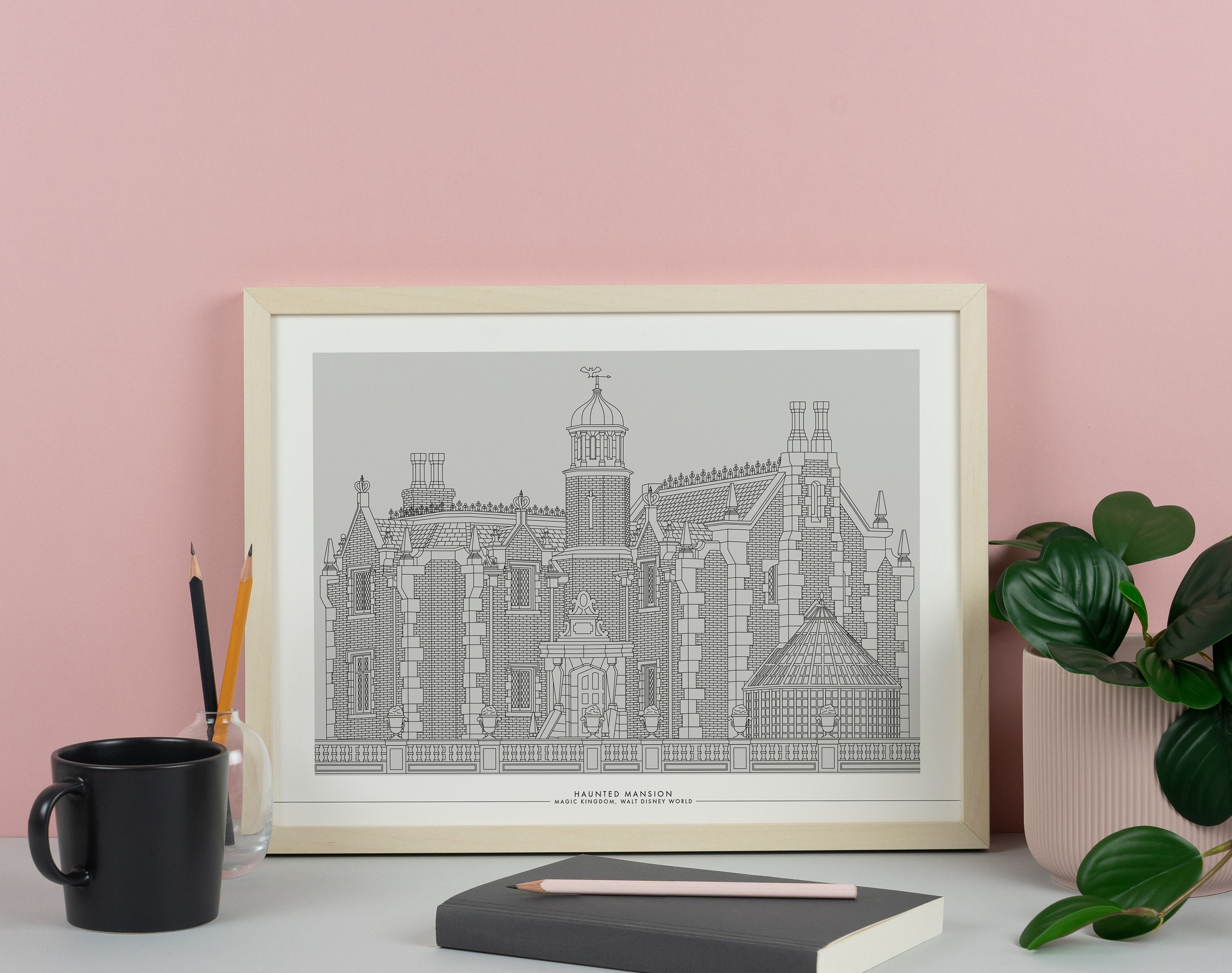 Haunted Mansion Line Art Print Walt Disney World More - Etsy