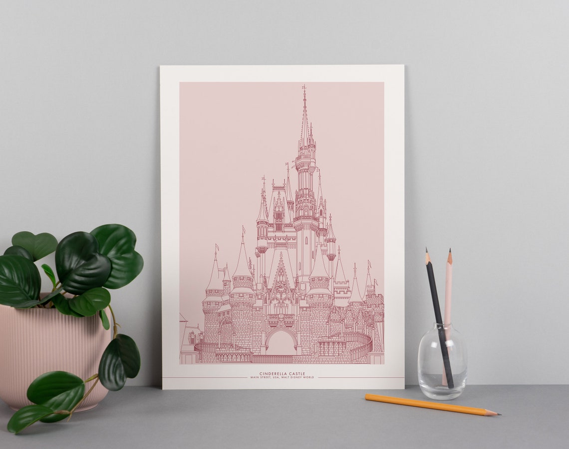 Walt Disney World Parks Line Art Disney Print Set of 4 | Etsy