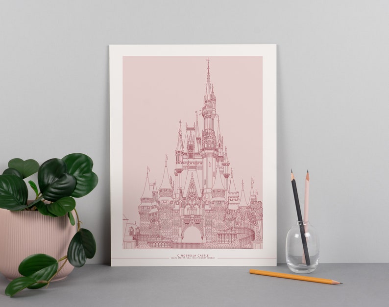 Walt Disney World Parks Line Art Disney Print Set of 4 | Etsy