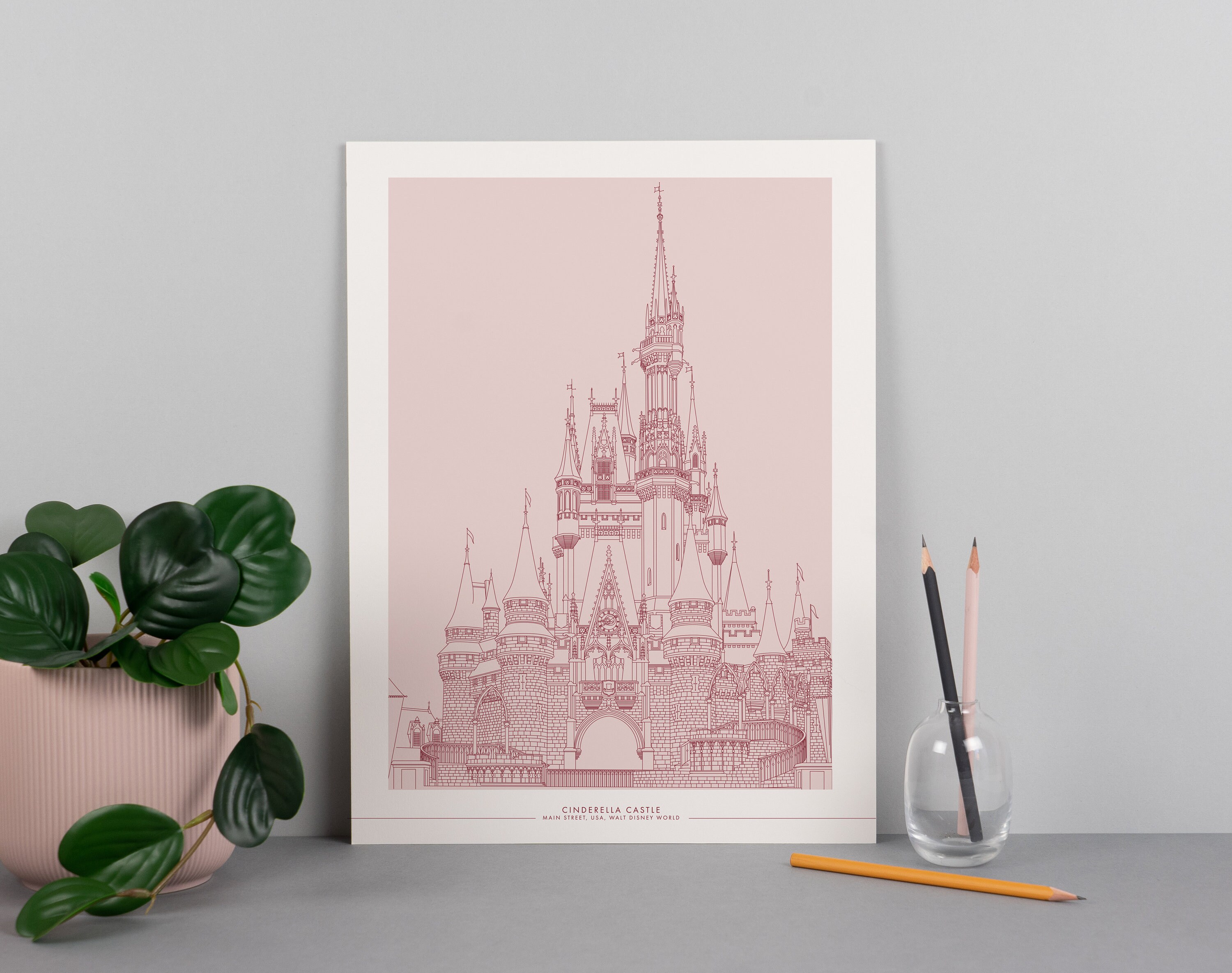 Walt Disney World Parks Line Art Disney Print Set of 4 - Etsy