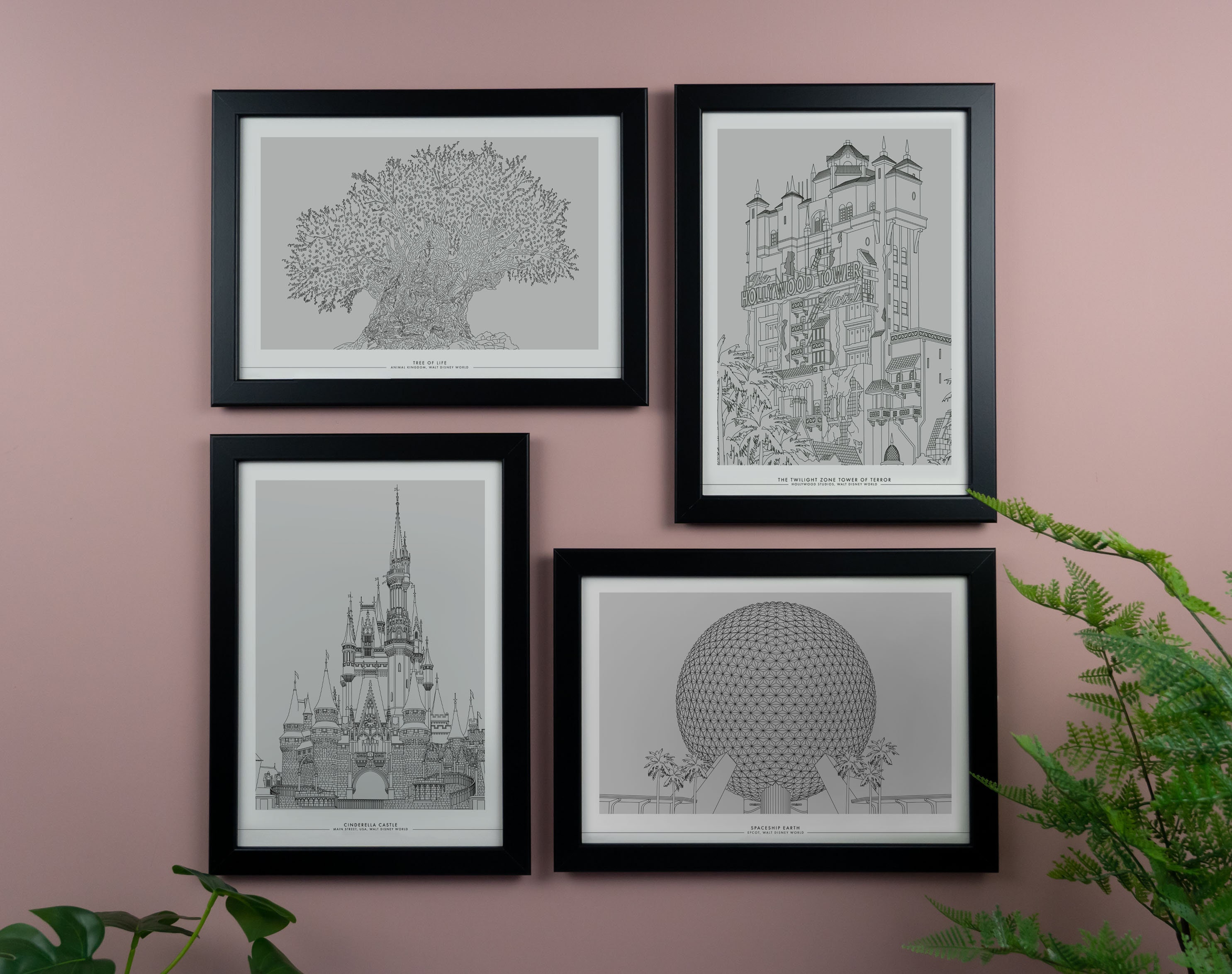 Walt Disney World Parks Line Art Disney Print Set of 4 - Etsy