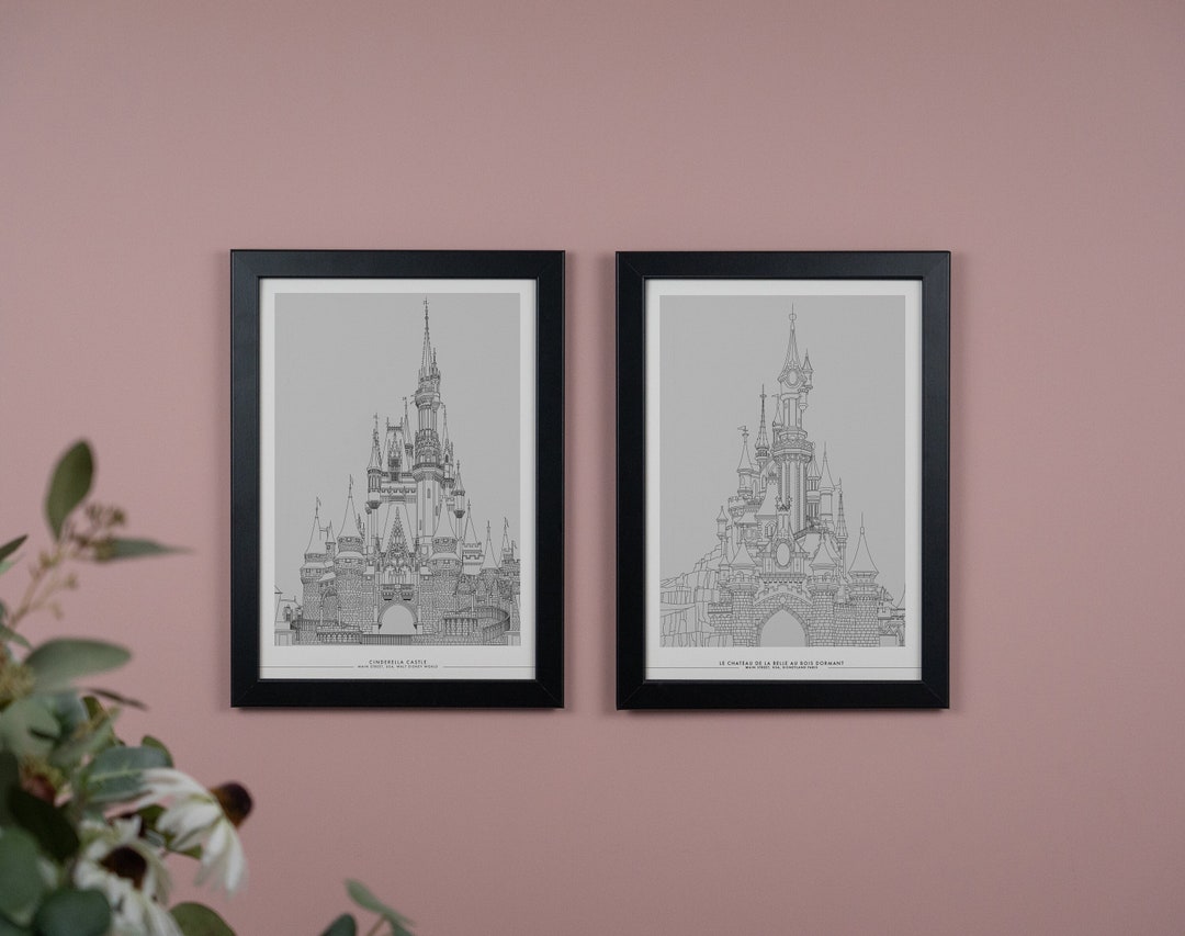 Disney Castle Line Art Set of 2 Prints Disneyland Paris - Etsy