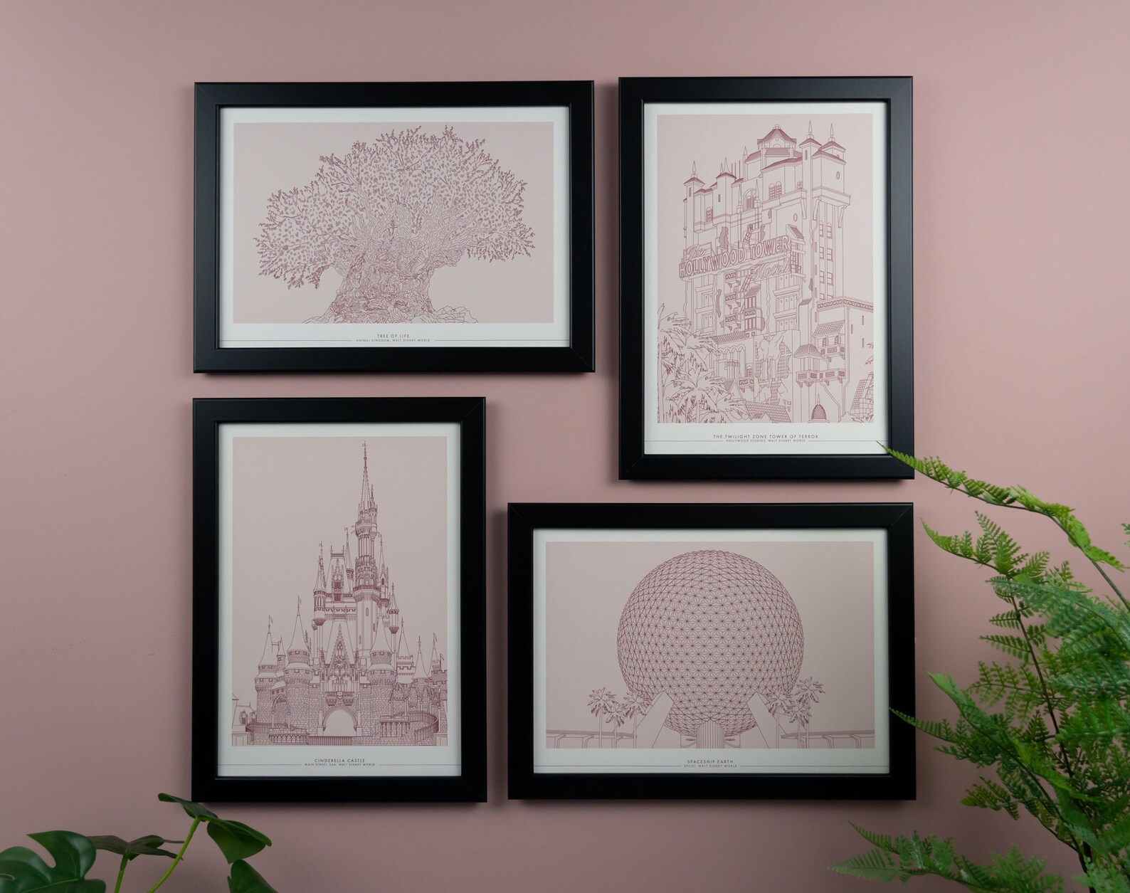 Walt Disney World Parks Line Art Disney Print Set of 4 - Etsy