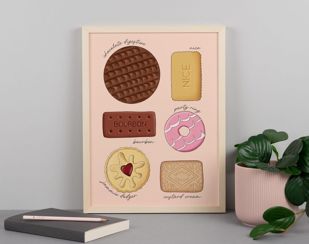 Types of British Biscuits Art Print, Kitchen Decor, Food Illustration ...