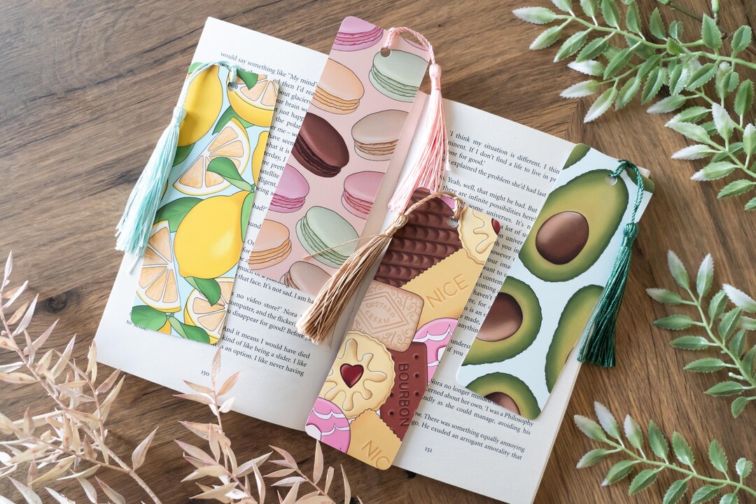Cute Food Bookmark Set, Macarons, Lemons, Biscuits and Avocados - Etsy