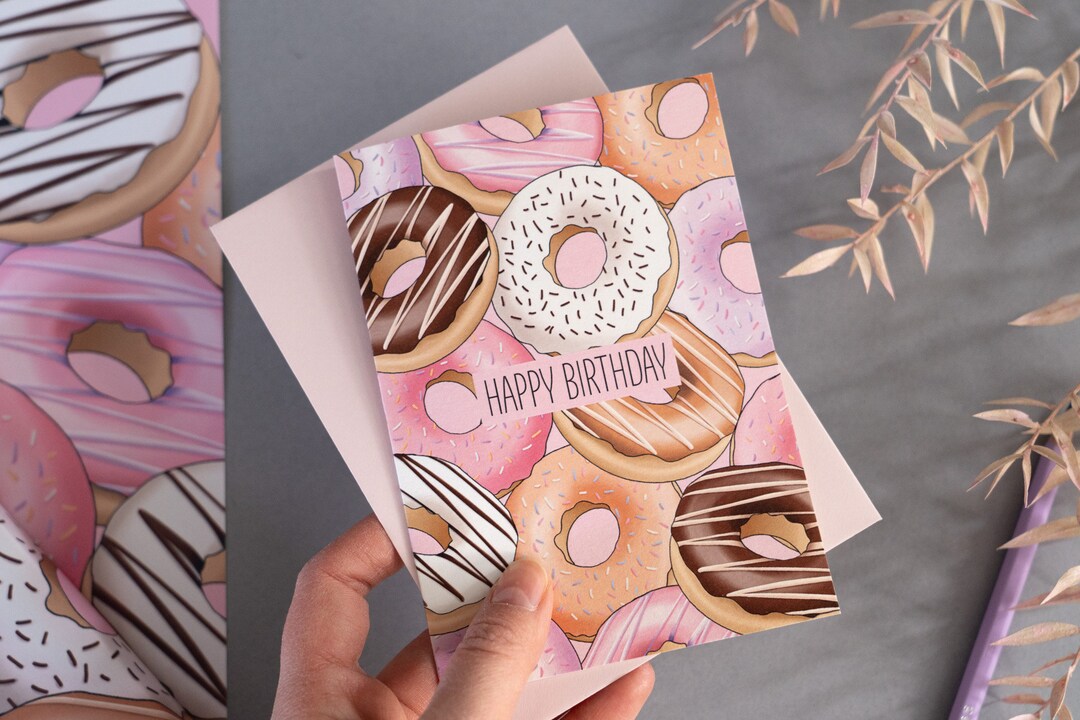 Doughnuts Happy Birthday Card - Etsy
