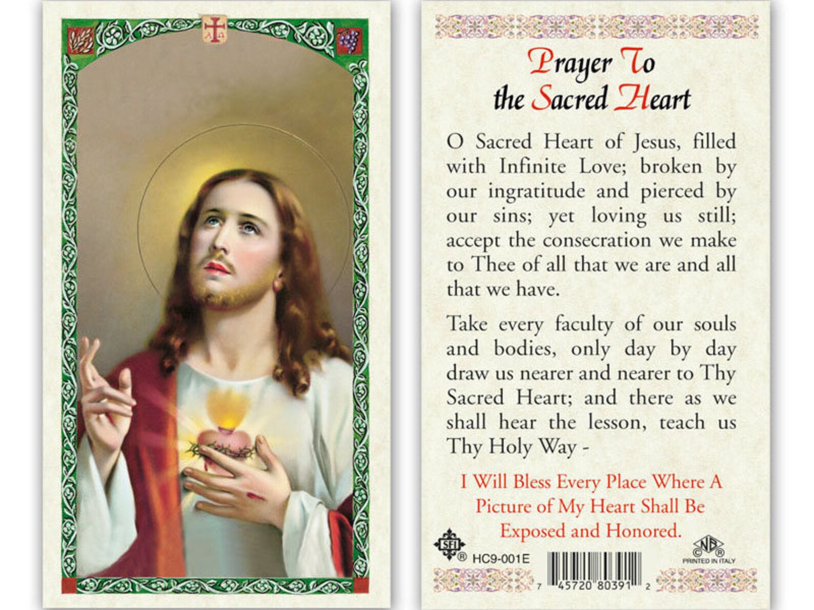25/pkg Prayer to the Sacred Heart Wallet Size Prayer Card English - Etsy