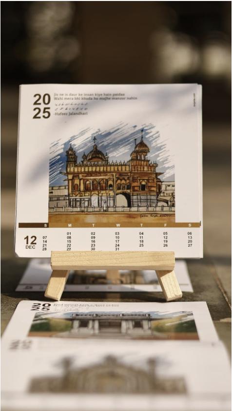 2025 Desk Calendar With Planner | Indian Monument Art & Poetry | Easel ...