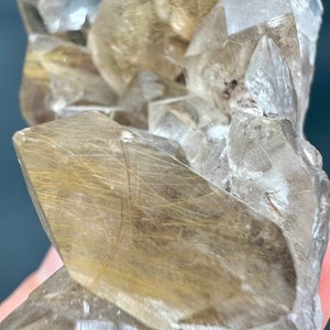 Golden Rutile Quartz Cluster Mineral Specimen, Raw Crystal, Collection ...