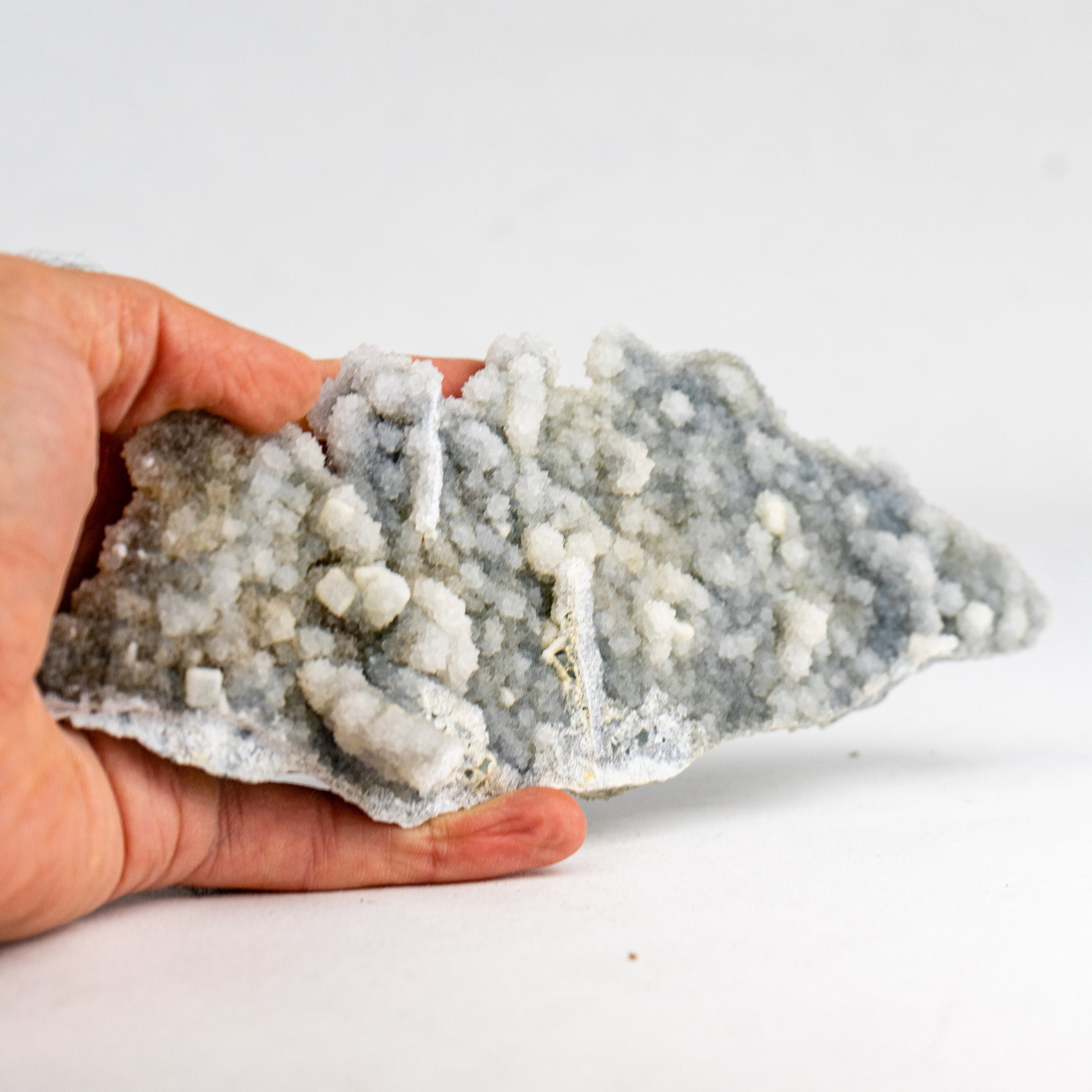 Big Frosty Chalcedony Cubic and Stalactite Specimen, Blue White Sparkly ...