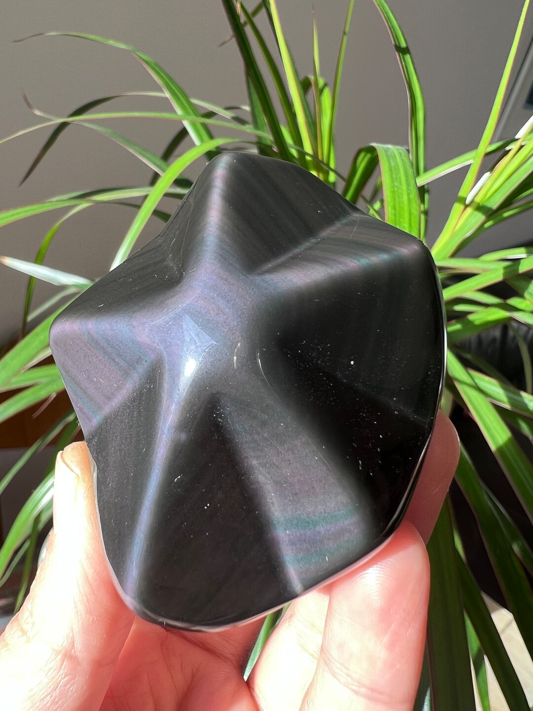 TOP Quality Super Shiny Rainbow Obsidian Stone Big Size Star Carvings 7 ...