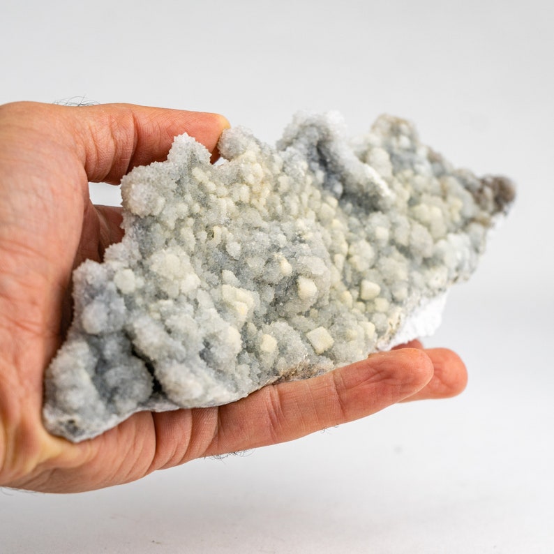 Big Frosty Chalcedony Cubic and Stalactite Specimen, Blue White Sparkly ...