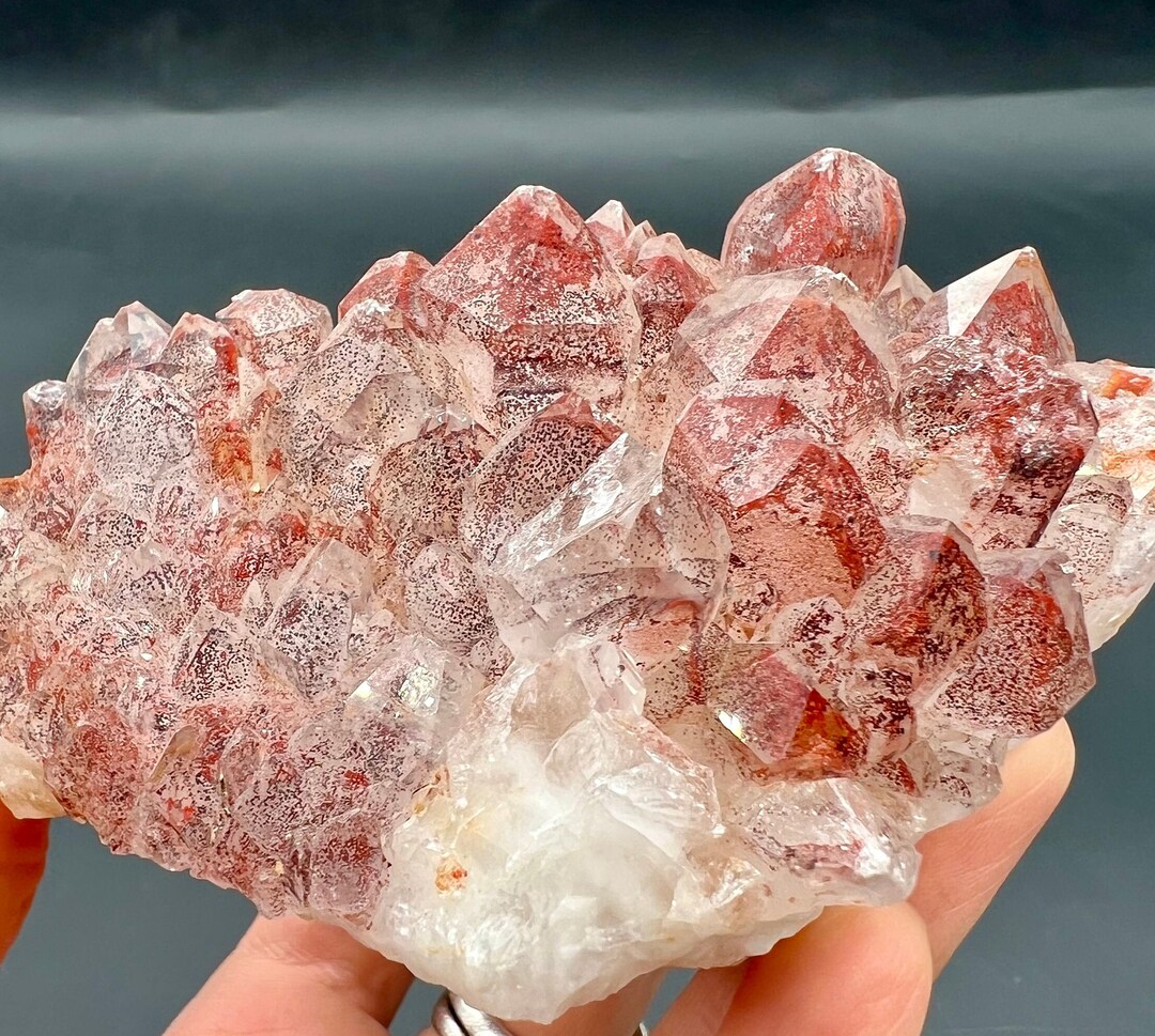 Red Hematite Quartz Cluster Mineral Specimen, Phantom Quartz From Congo ...