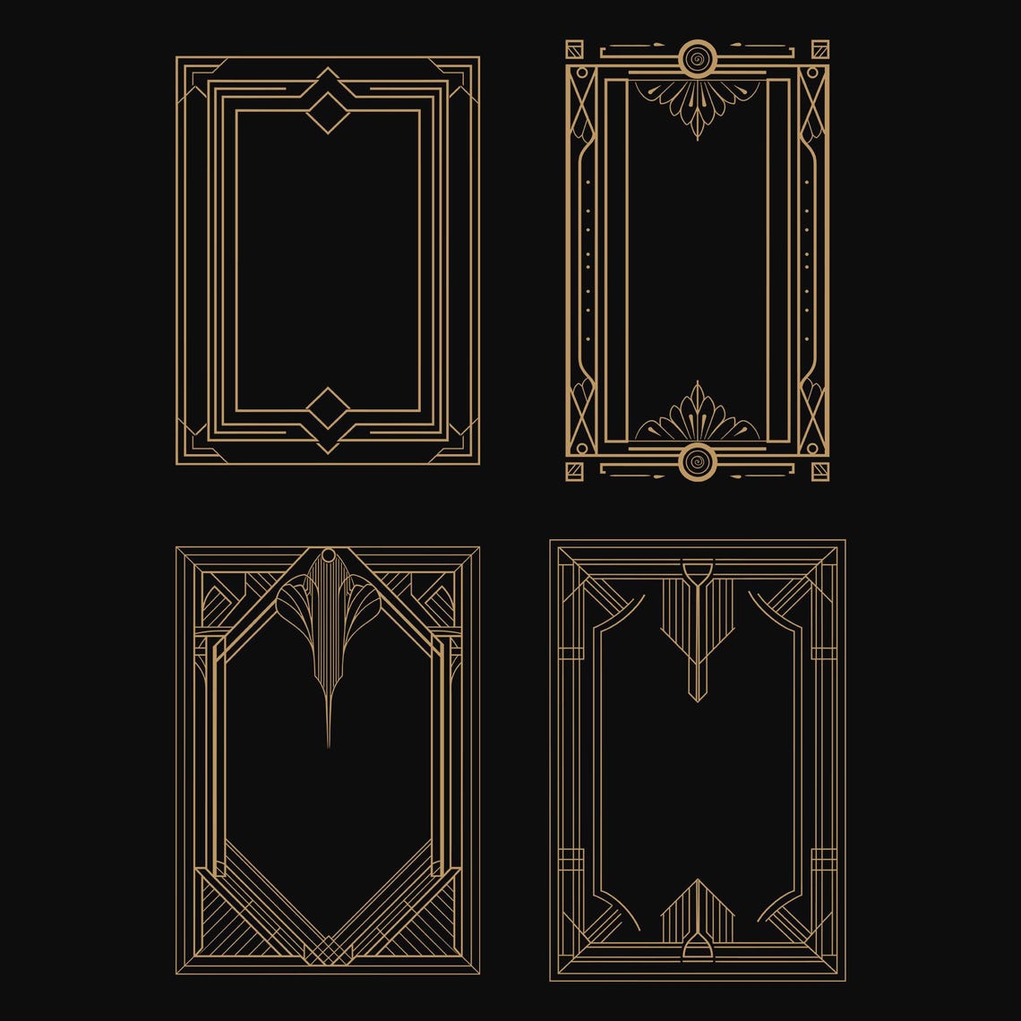 Art Deco Vertical Frames and Borders | Vintage 1920s Design | Geometric ...