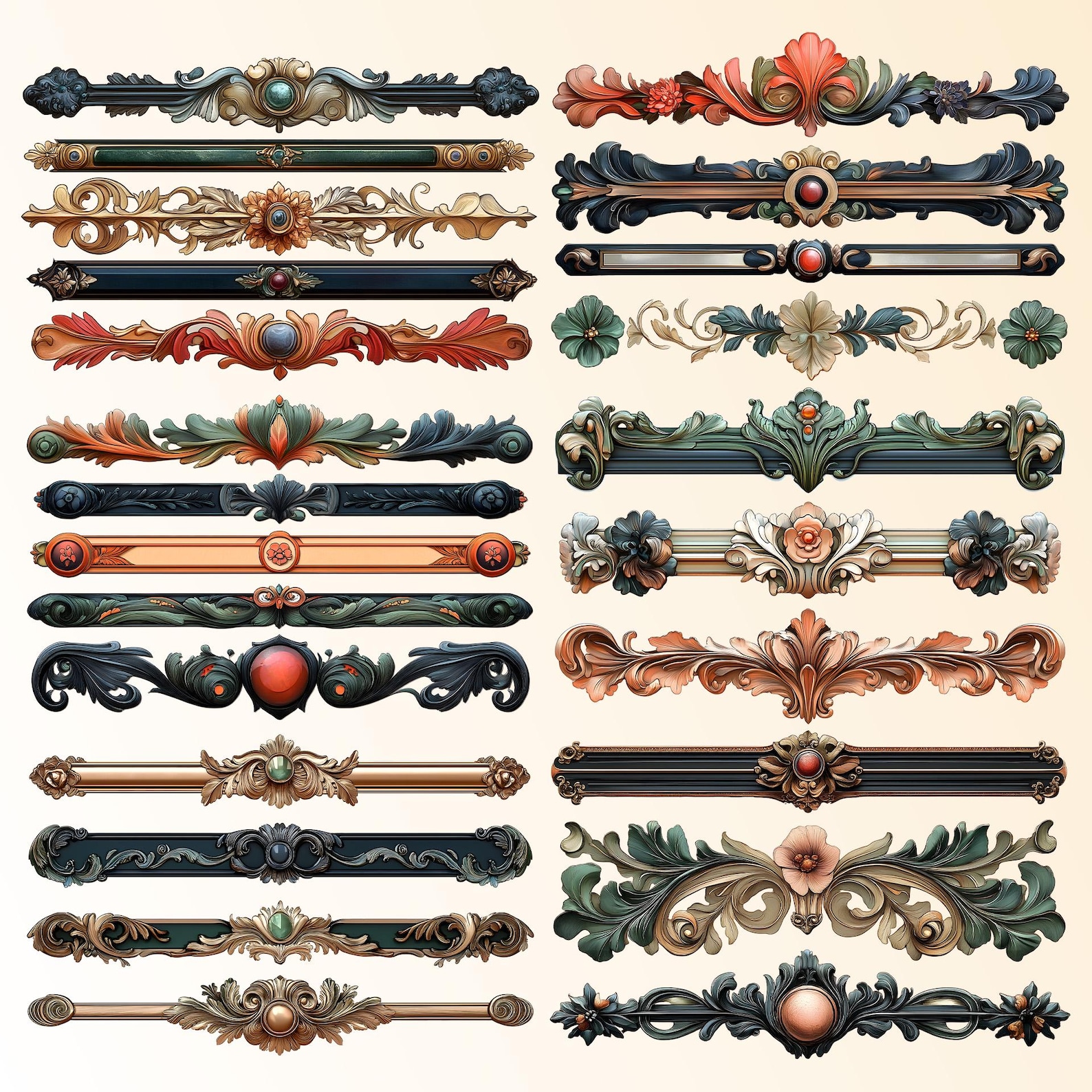 Art Nouveau Text Devider Set 37 PNG, Line Separators, Horizontal Line ...