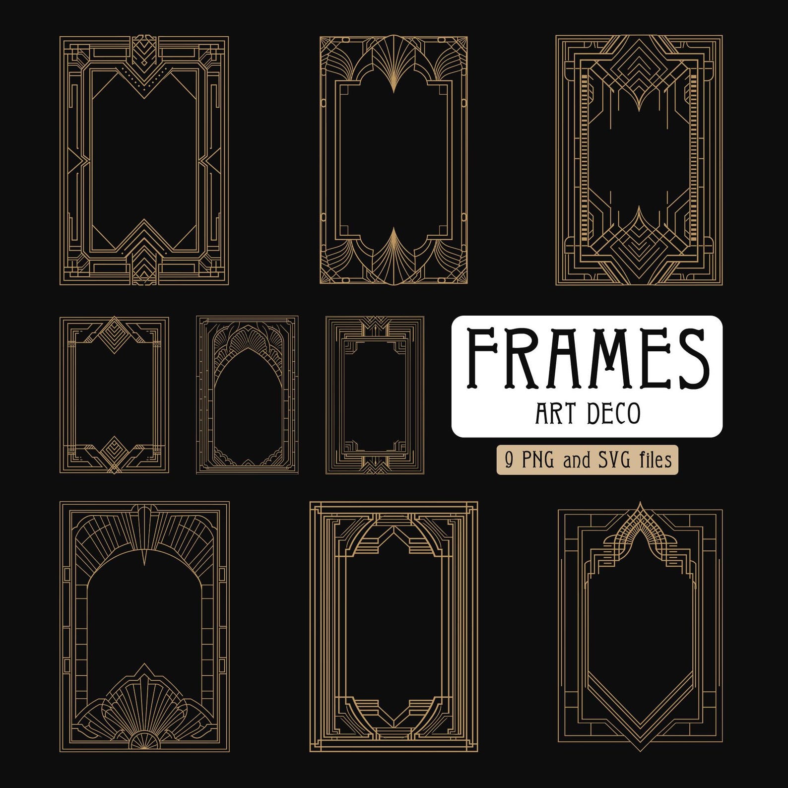 Art Deco Vertical Frames and Borders | Vintage 1920s Design | Geometric ...