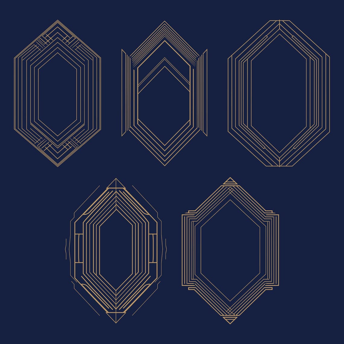 Elegant Art Deco Vertical Rhombus Frames | Gatsby-style Borders ...