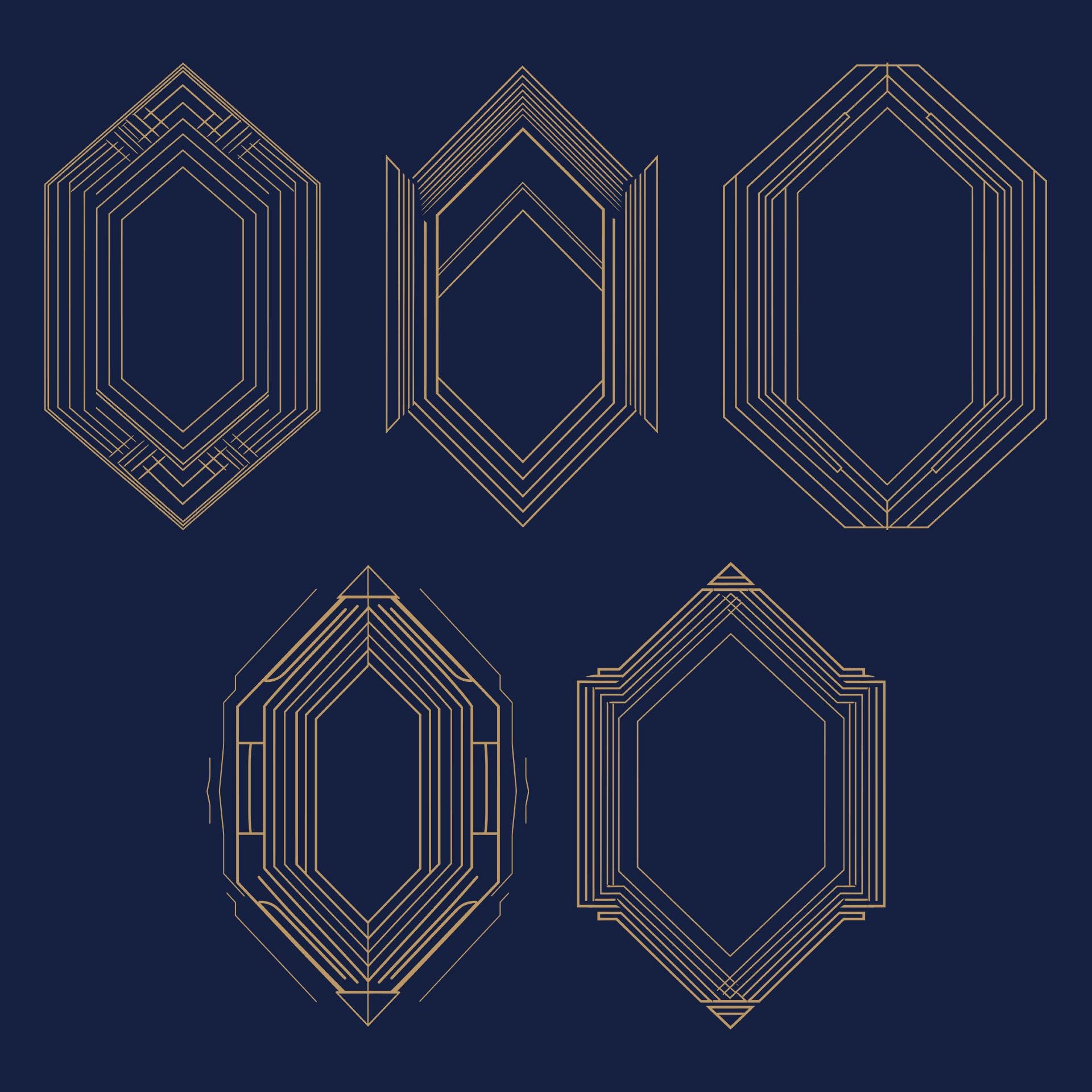 Elegant Art Deco Vertical Rhombus Frames | Gatsby-style Borders ...