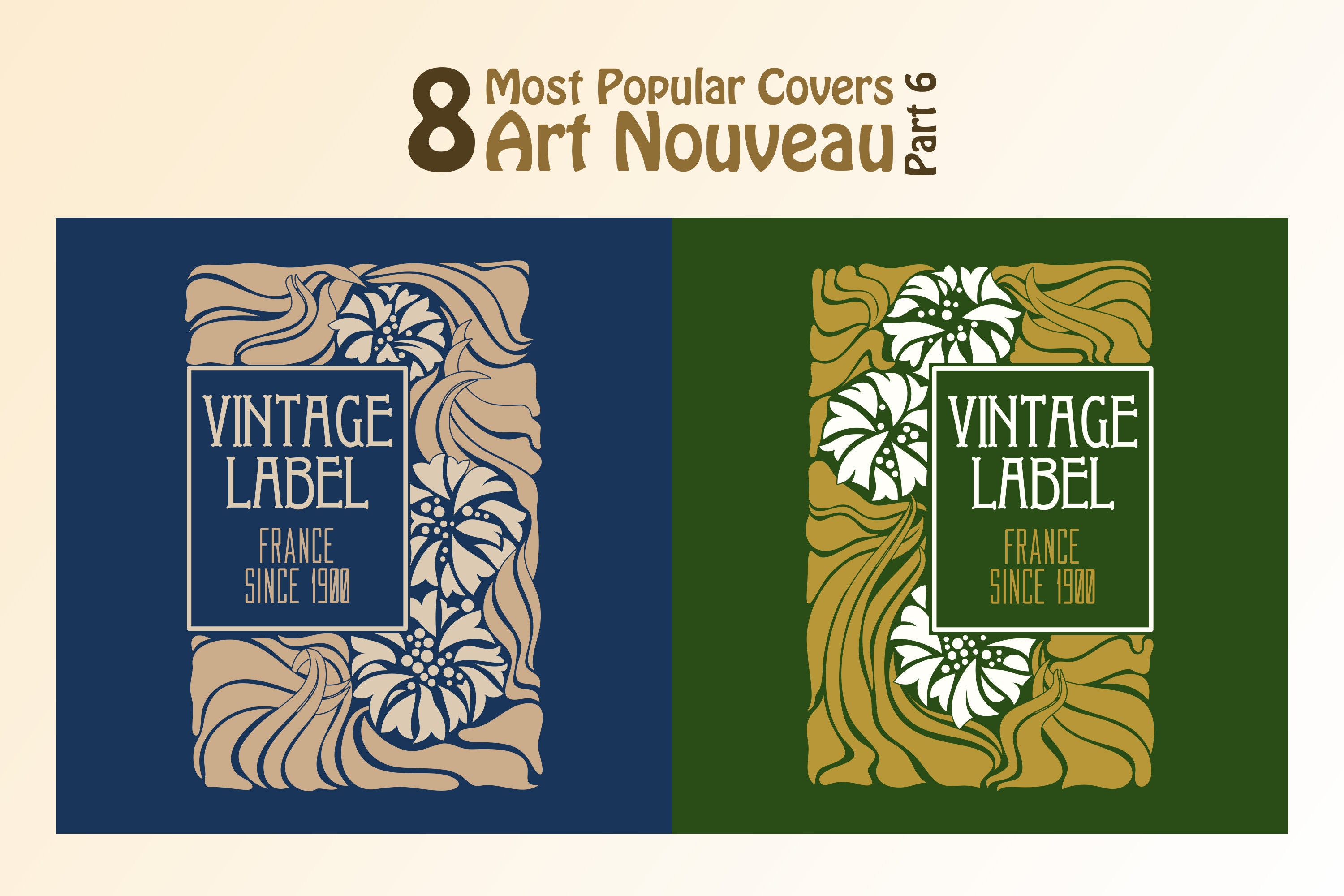 Art Nouveau Covers Collection (8 Designs), Vintage Decorative Frames ...