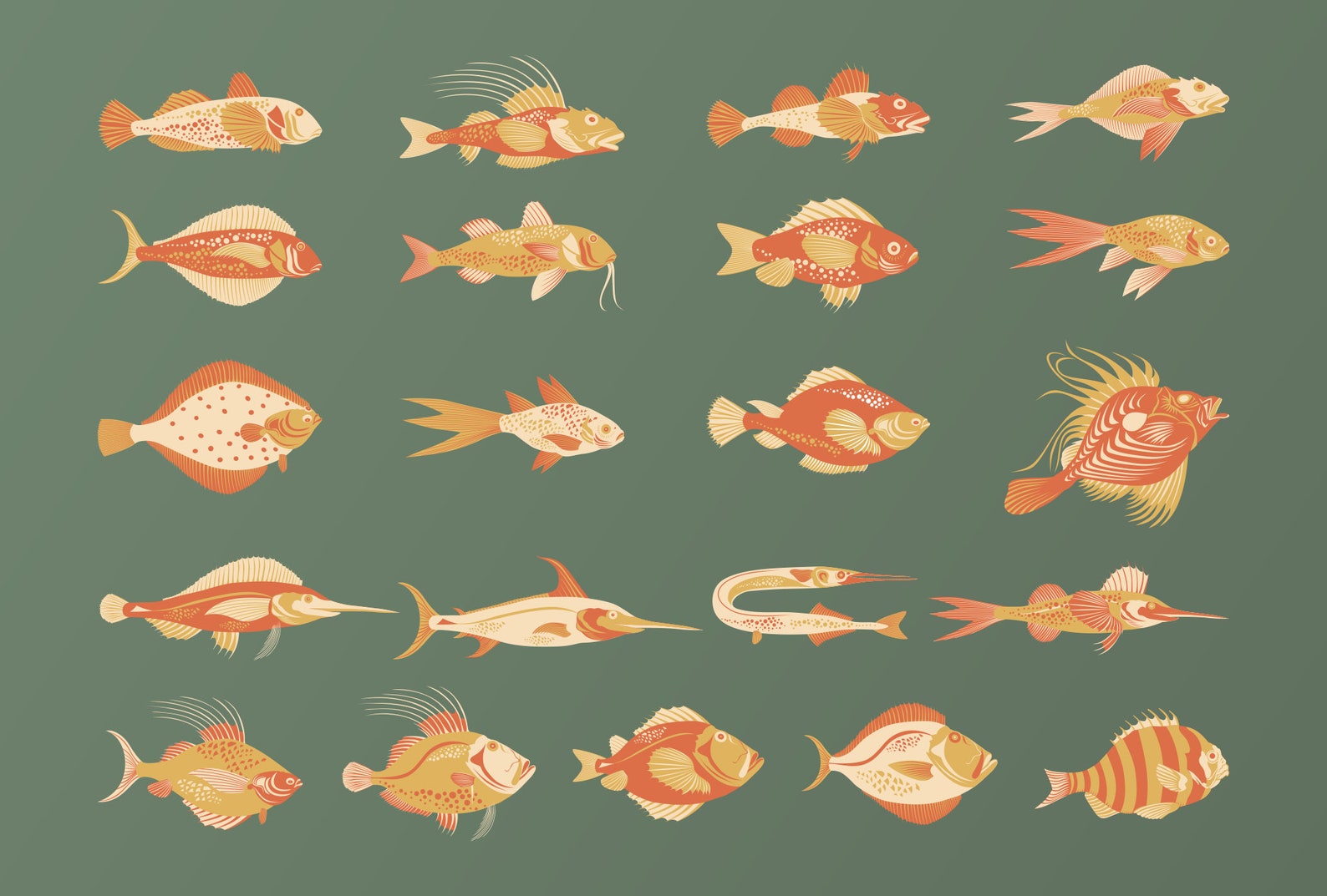 Fish Art Nouveau Clipart, Digital Cottagecore Illustration Art Nouveau ...