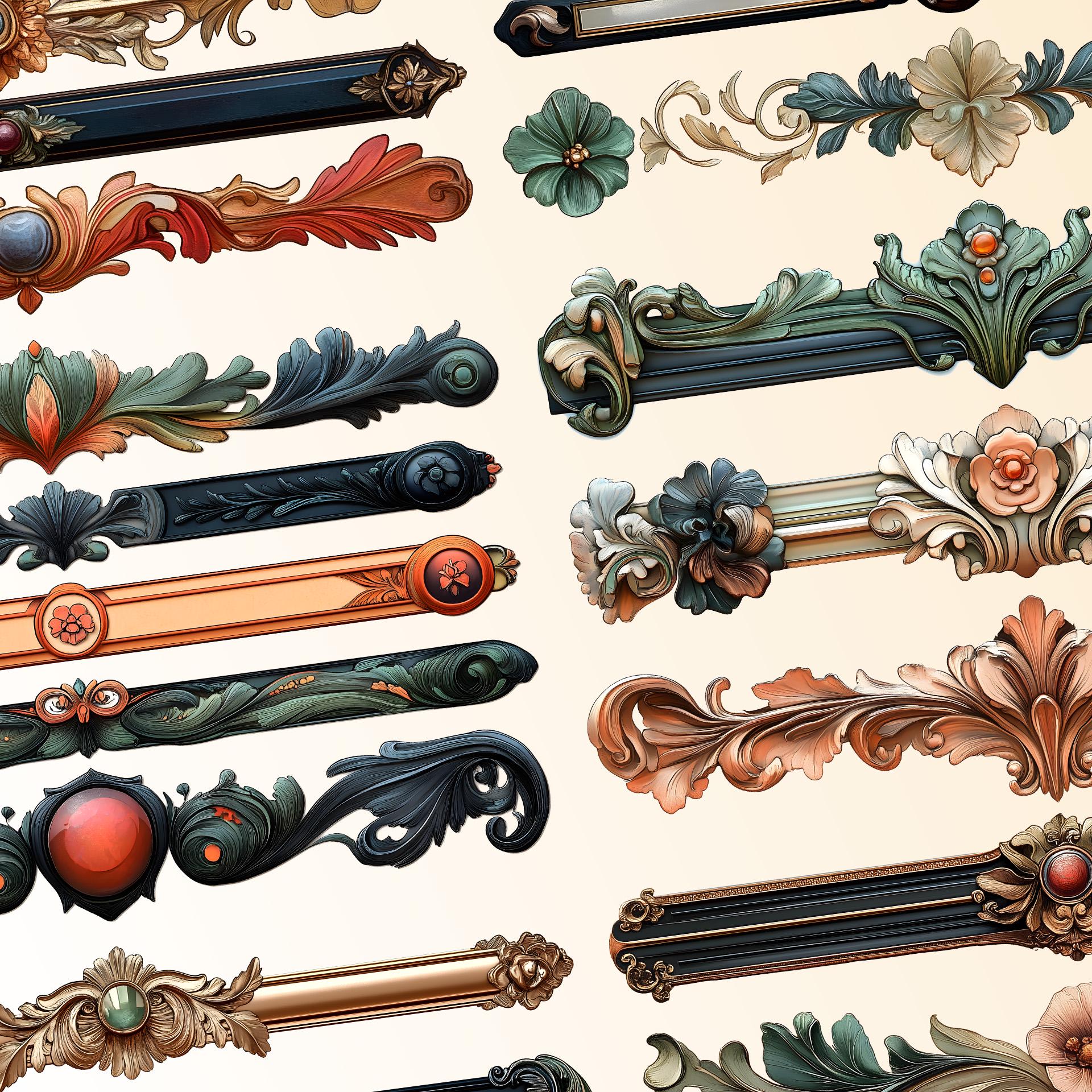Art Nouveau Text Devider Set 37 PNG, Line Separators, Horizontal Line ...