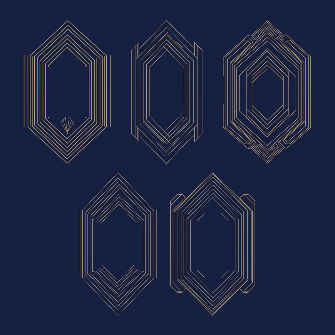 Elegant Art Deco Vertical Rhombus Frames | Gatsby-style Borders ...