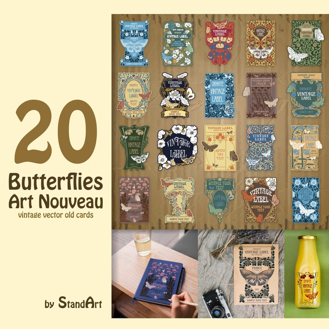 20 Butterflies Art Nouveau - Sets - Etsy